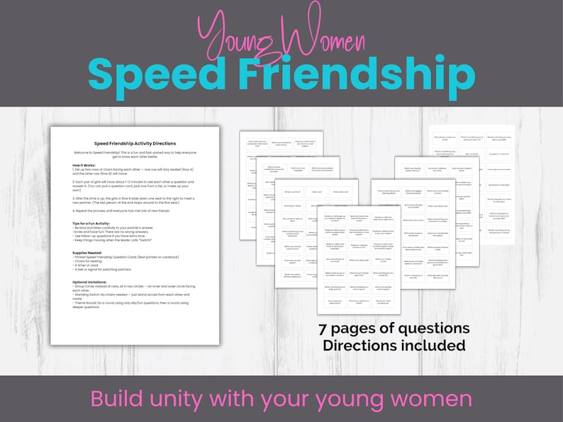 LDS Speed Friendship Game: Youth Group Activity (digital Download) - Etsy