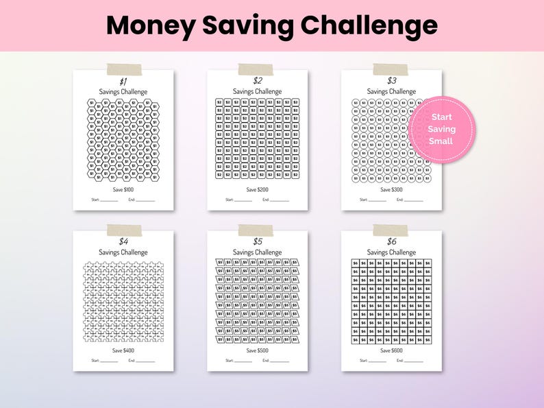 Money Saving Challenge: 20 Printable Budget Trackers (digital Download ...