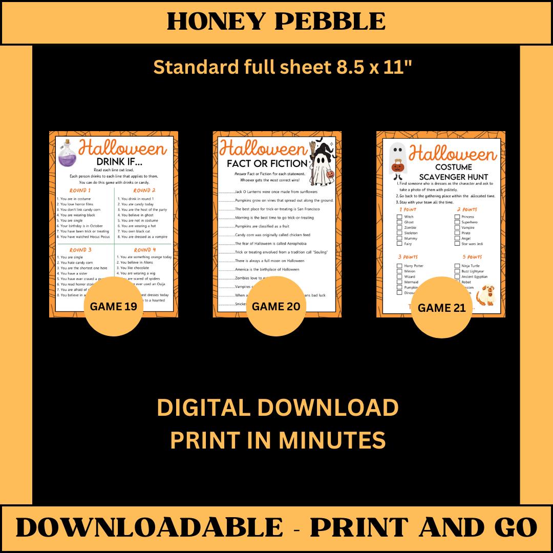 21 HALLOWEEN GAME Game Bundle Printable Halloween Party Games for Kids ...
