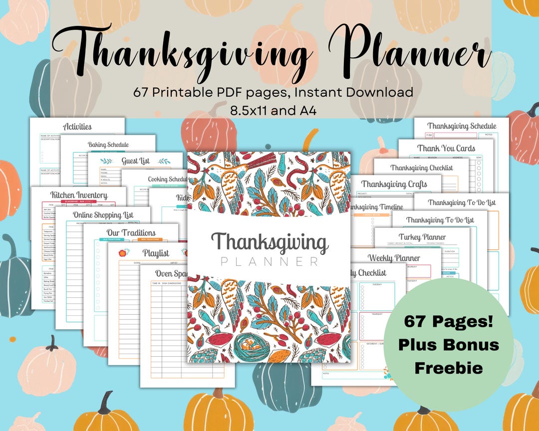 Thanksgiving Planner Printable, Holiday Friendsgiving Fall Holiday ...