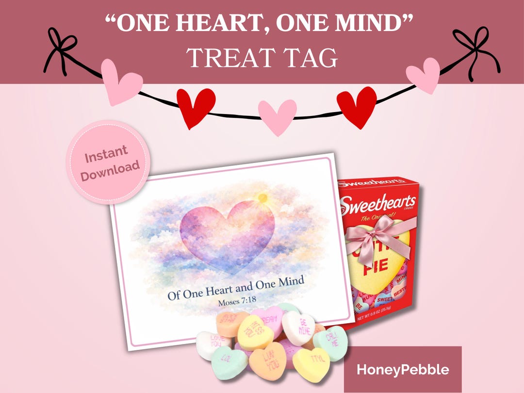 One Heart, One Mind Treat Tag - LDS Primary & Youth (PDF Download) - Etsy