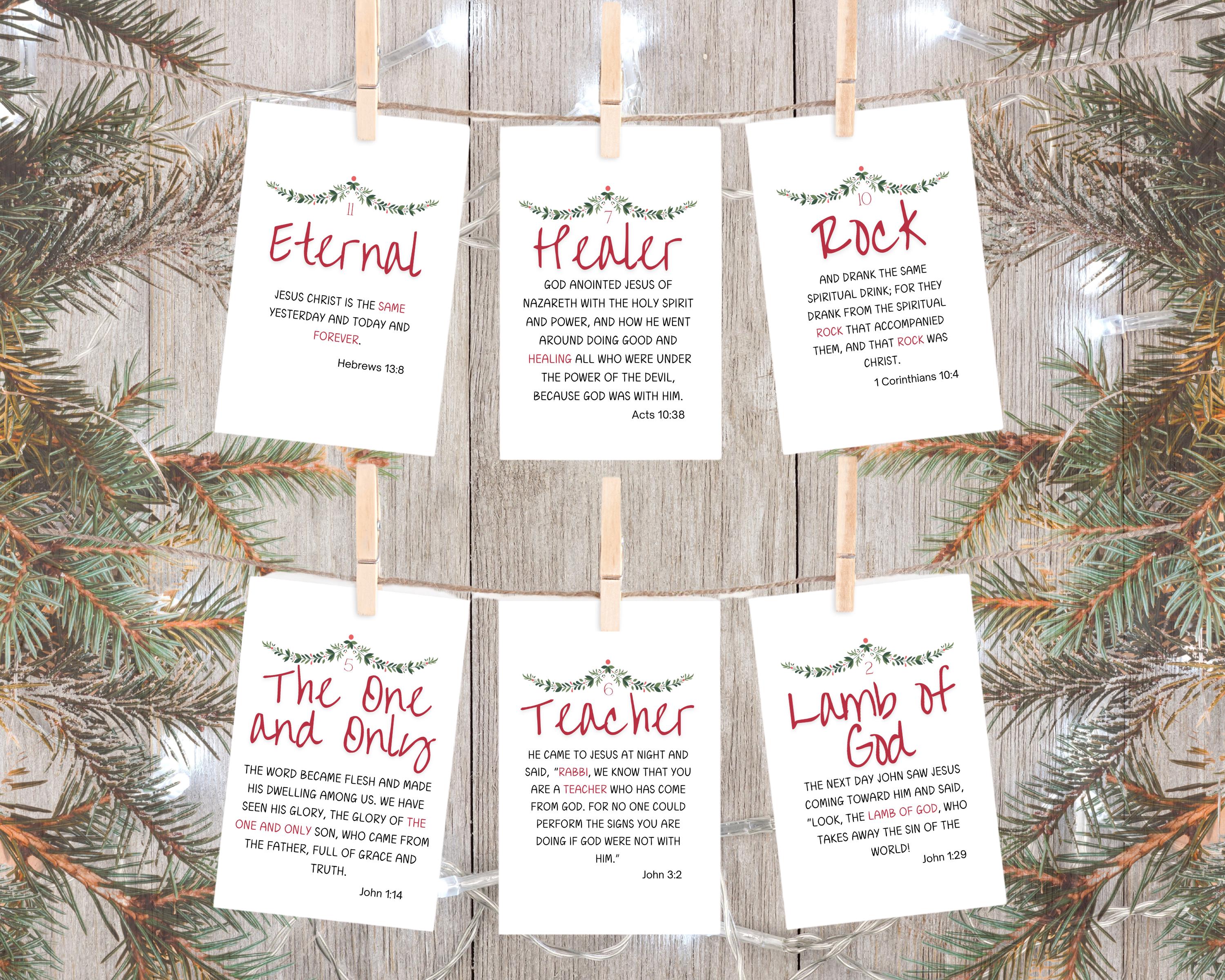 25 Names of Jesus Christ Cards: Christmas Advent Bible (printable) - Etsy