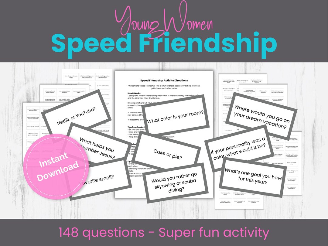 Young Women Youth Speed Friendship Activity Printable, Get to Know You ...