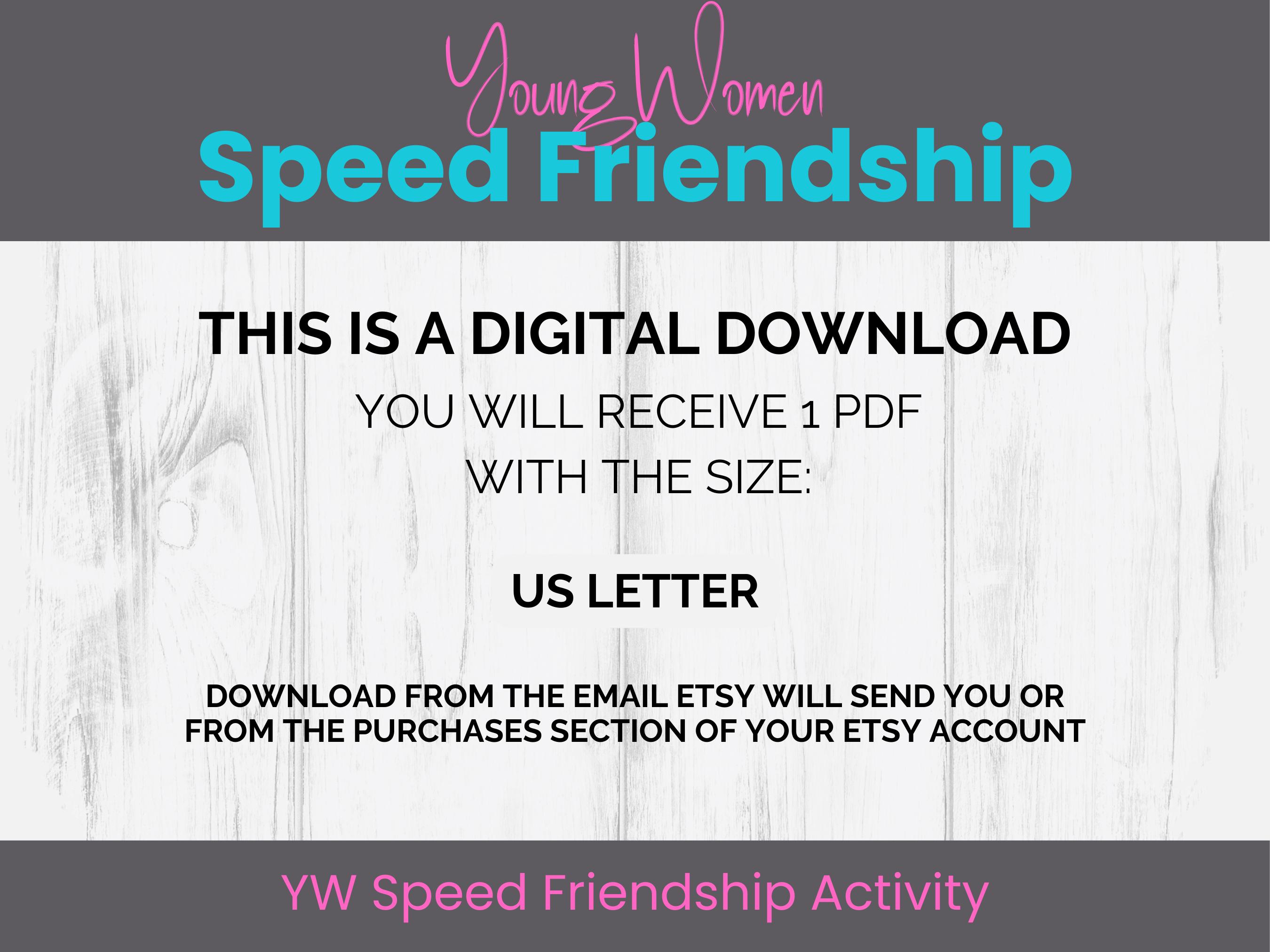 Young Women Youth Speed Friendship Activity Printable, Get to Know You ...