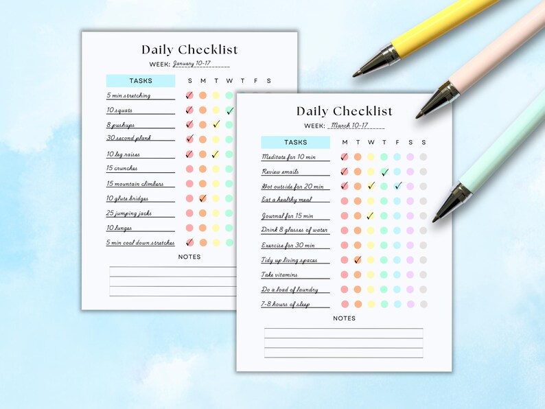 Daily Checklist | Printable Weekly to Do List | Weekly Checklist ...