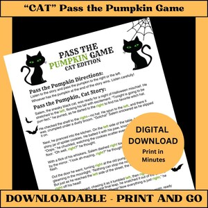 CAT EDITION Pass the Pumpkin Left Right Game Halloween Party Printable ...