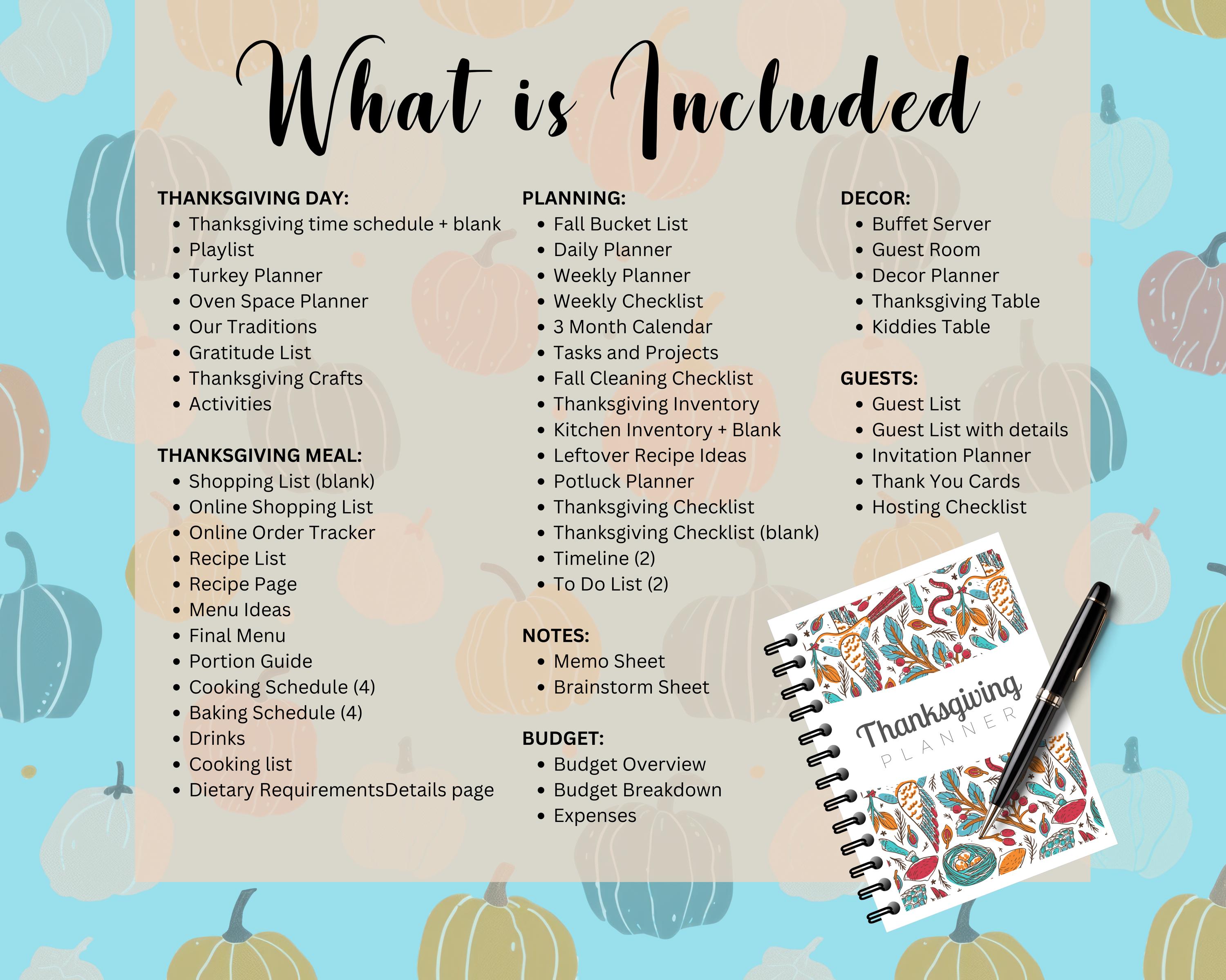 Thanksgiving Planner Printable, Holiday Friendsgiving Fall Holiday ...