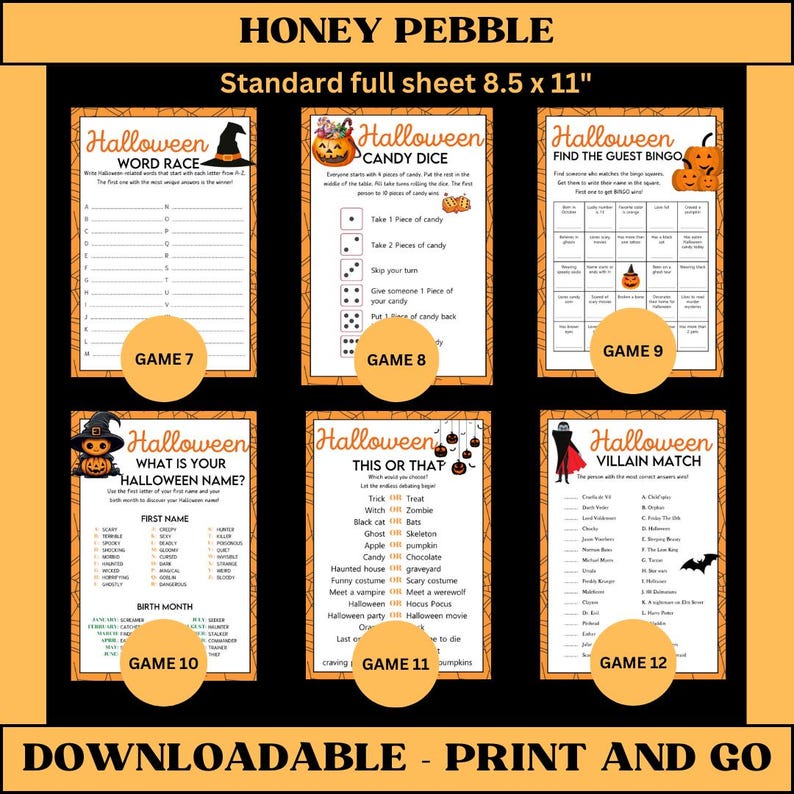 21 HALLOWEEN GAME Game Bundle Printable Halloween Party Games for Kids ...
