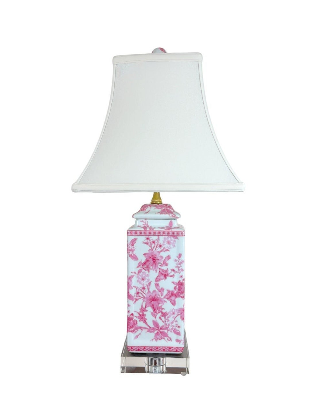 Pink Floral Porcelain Table Lamp: Elegant Bedroom Living Room Lighting ...