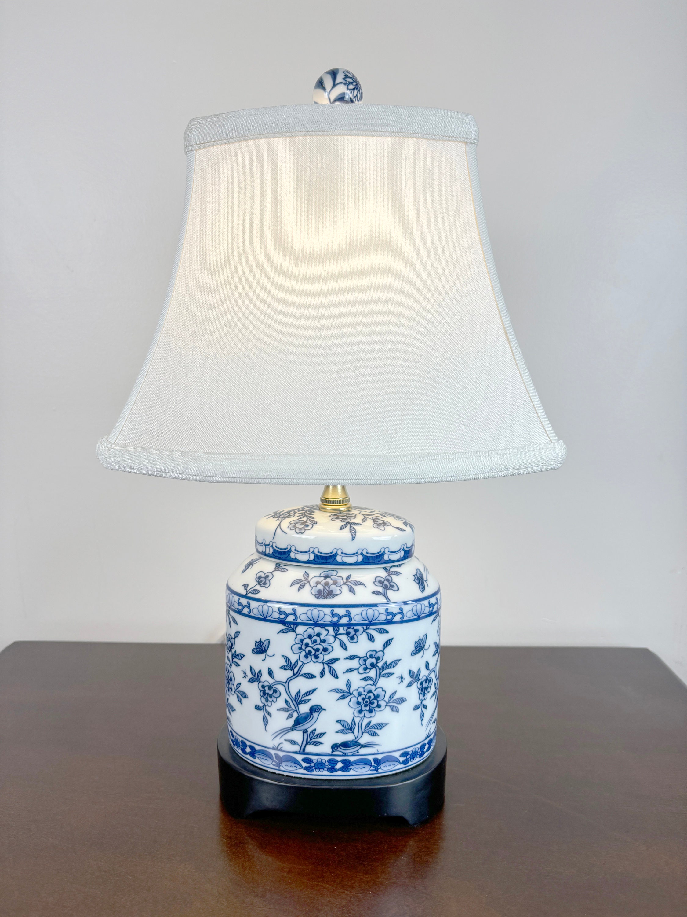 Petite Blue and White Porcelain Table Lamp: Floral Pattern - Etsy