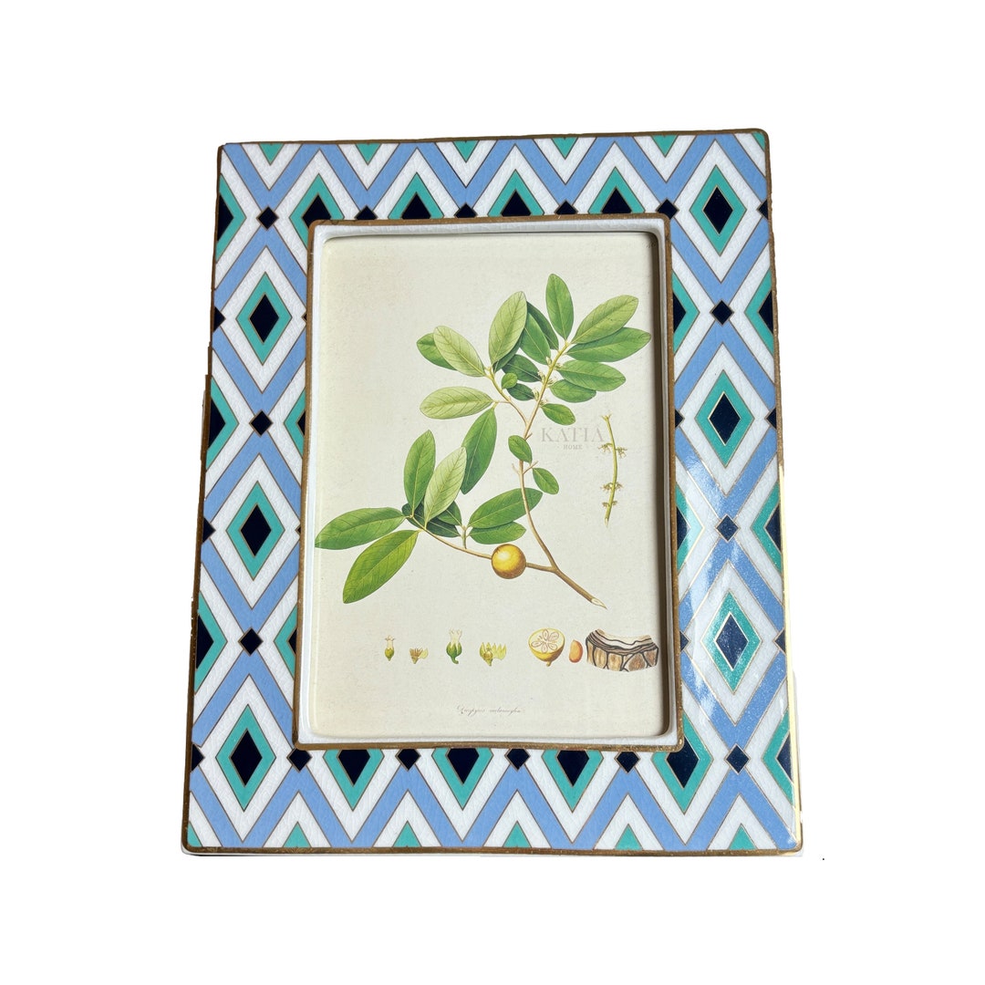 Elegant Porcelain Photo Frame in Blue and White Mosaic Design 5x7 ...