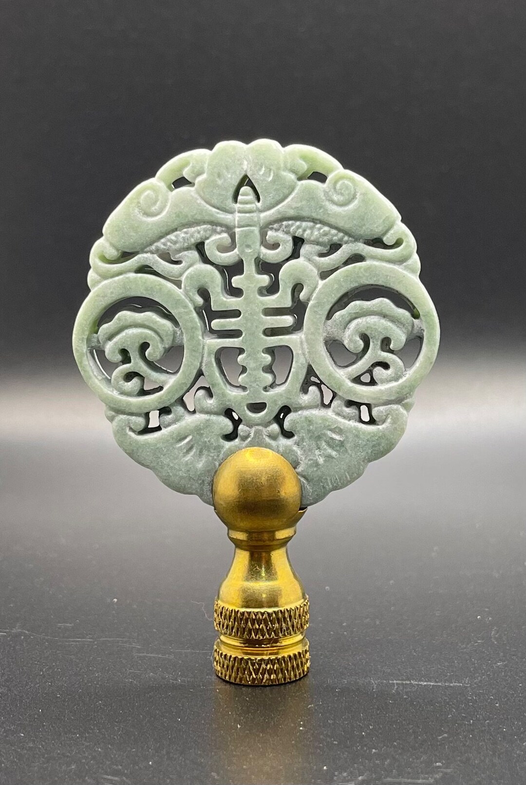 Vintage Style Hand Carved Green Jade Longevity Lamp Finial - Etsy