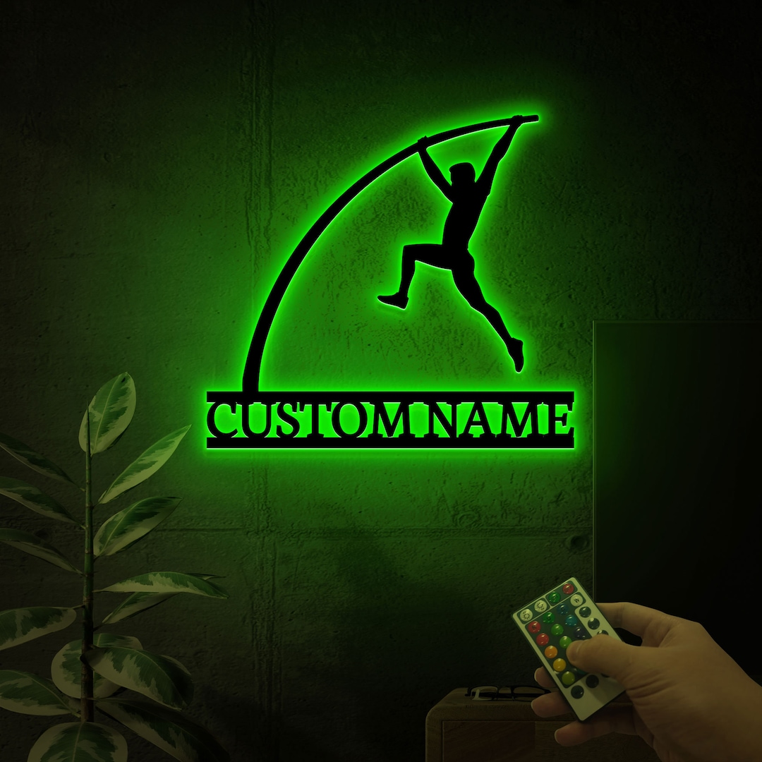 Custom Male Pole Vault Metal Sign Wall Art With LED Lights ...