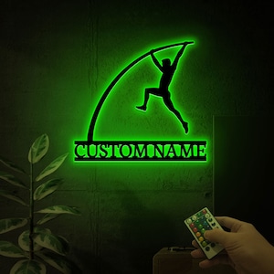 Custom Male Pole Vault Metal Sign Wall Art With LED Lights ...