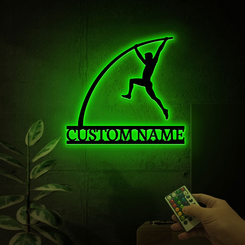 Custom Male Pole Vault Metal Sign Wall Art With LED Lights ...