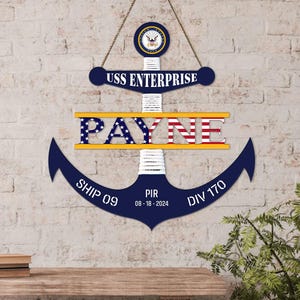 Personalized Navy Anchor Wood Sign, Flag Anchor, PIR Anchor Decor, Navy ...