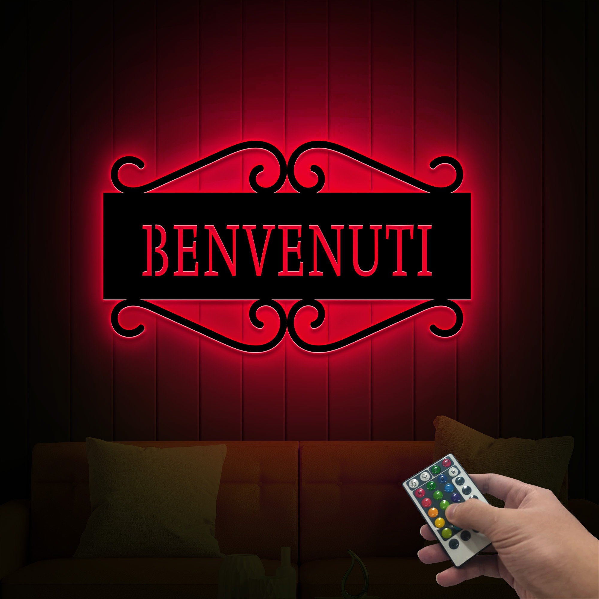 Welcome Sign Metal Wall With LED Light Benvenuti House - Etsy