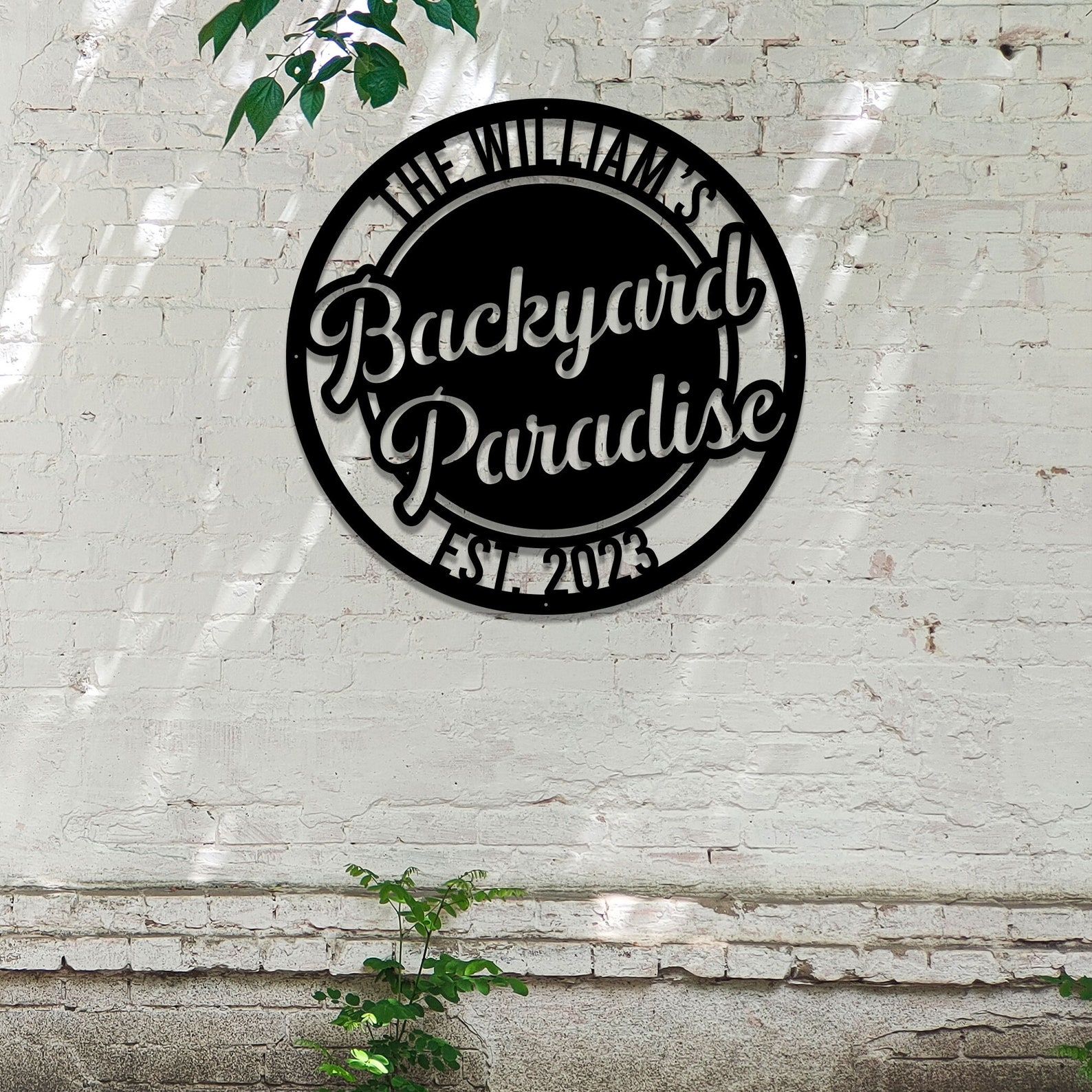 Custom Backyard Paradise Metal Sign With LED, Personalized Family Name ...