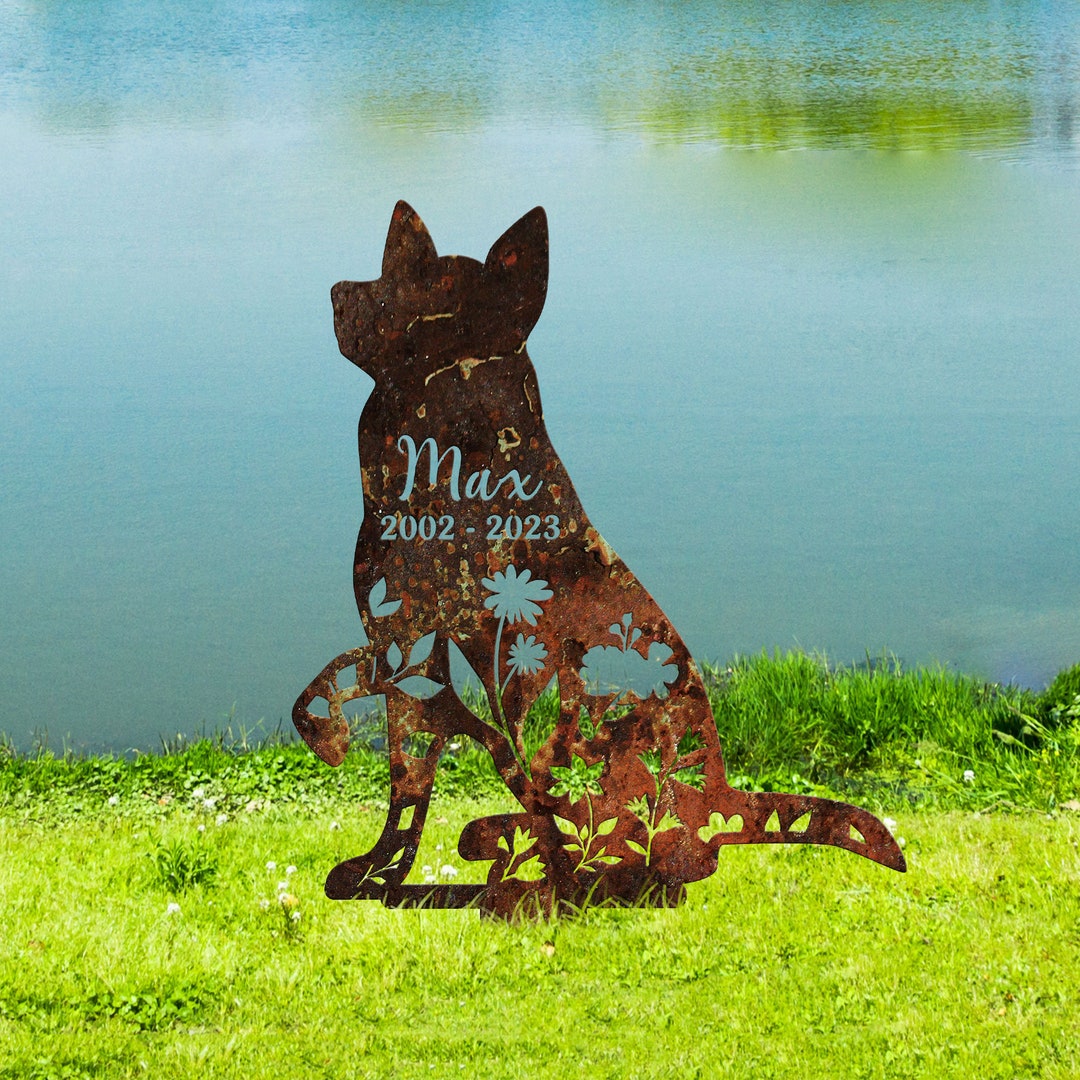 Custom Rusty Metal Dog Memorial, Cattle Dog Grave Marker - Etsy