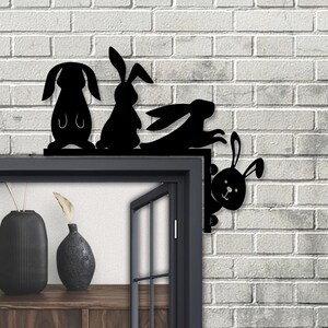 Bunny Door Topper, Bunny Door Corner Sign, Rabbit Door Frame, Rabbit ...