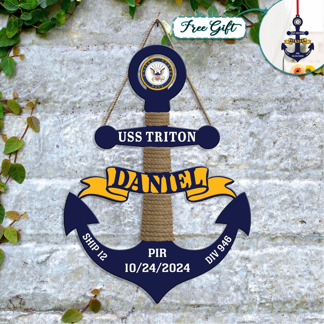 Personalized Navy Anchor Wood Sign, PIR Graduation Anchor, Navy Door ...
