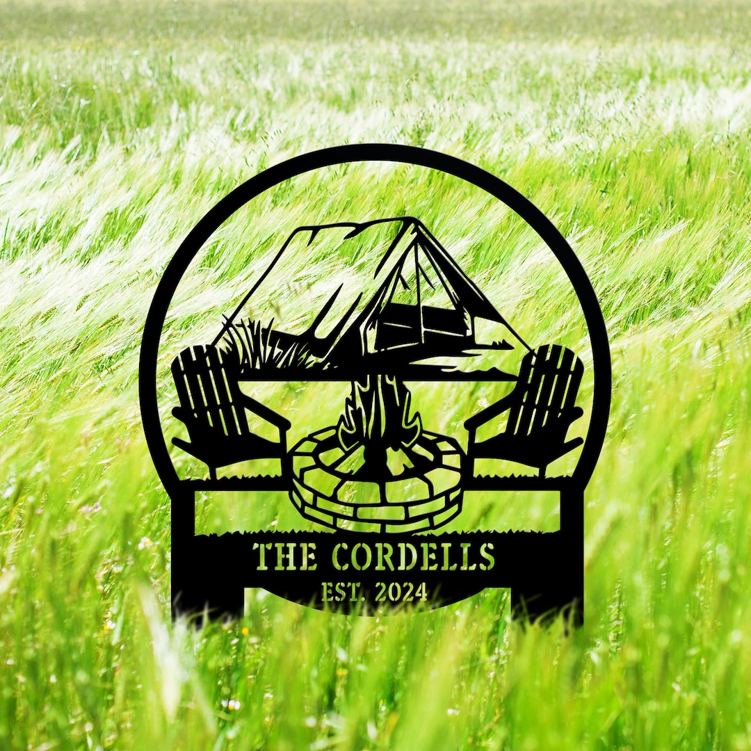 Custom Metal Campfire Sign With Stakes, Personalized Cabin Decor - Etsy