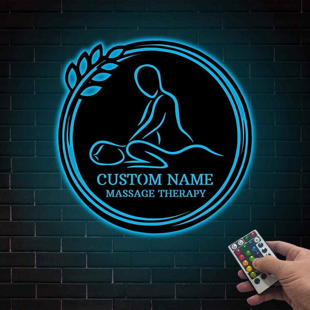 Custom Massage Therapist Metal Sign With Led Light Massage Therapy Wall Decor Therapist Spa