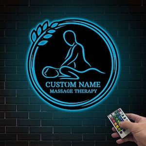 Custom Massage Therapist Metal Sign With Led Light, Massage Therapy ...