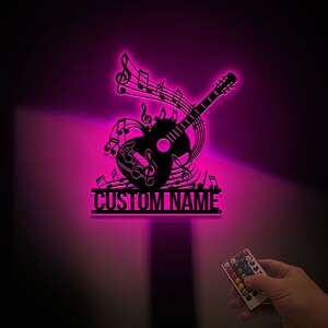 Custom Acoustic Guitar Metal Sign Wall Art With Led Lights ...