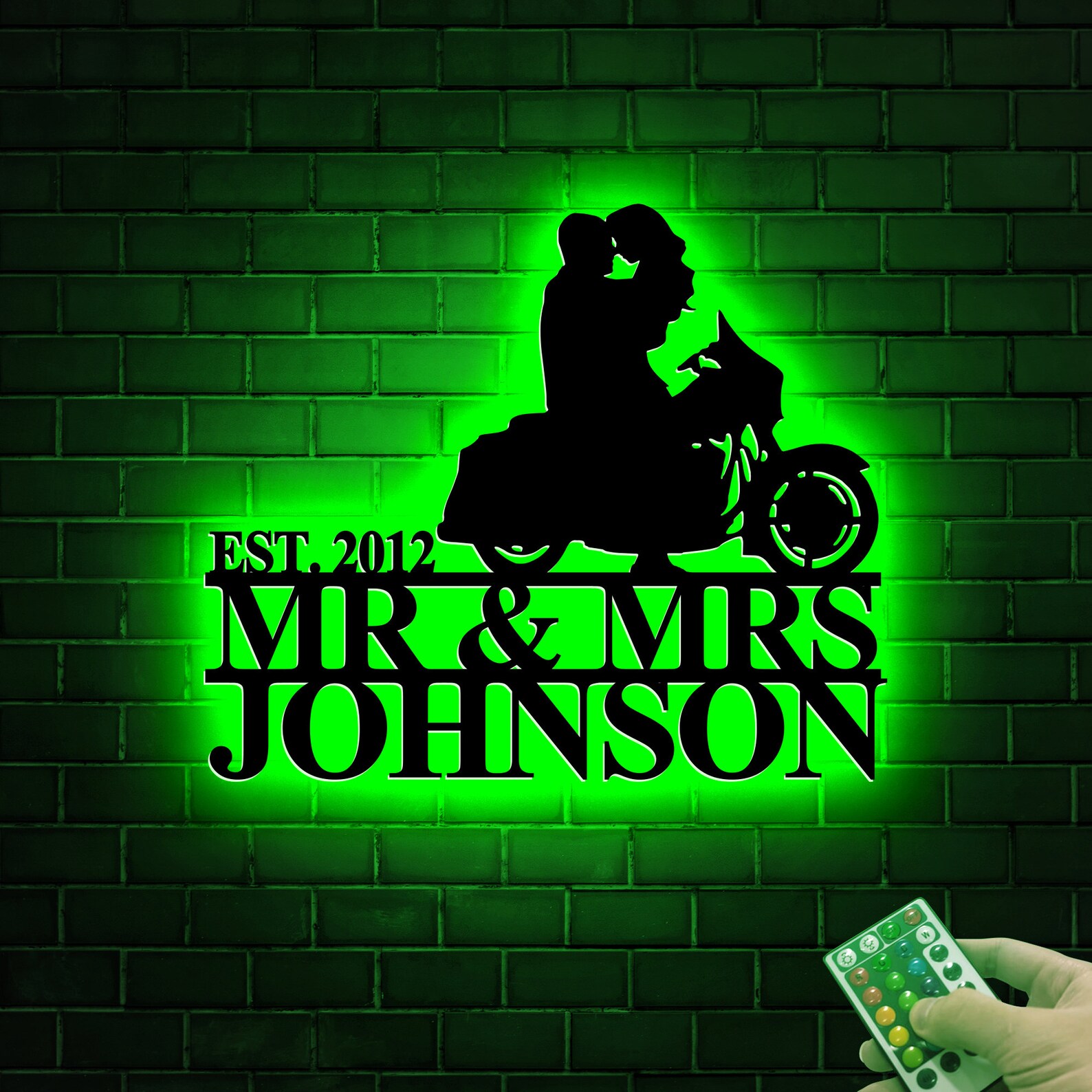 Personalized Biker Couple Metal Sign With LED Light, Custom Motorcycle ...