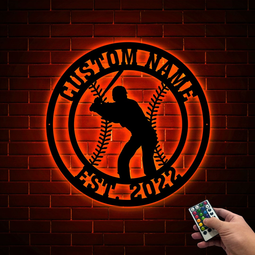 Personalized Baseball Metal Sign Wall Art With Led Lights, Softball ...