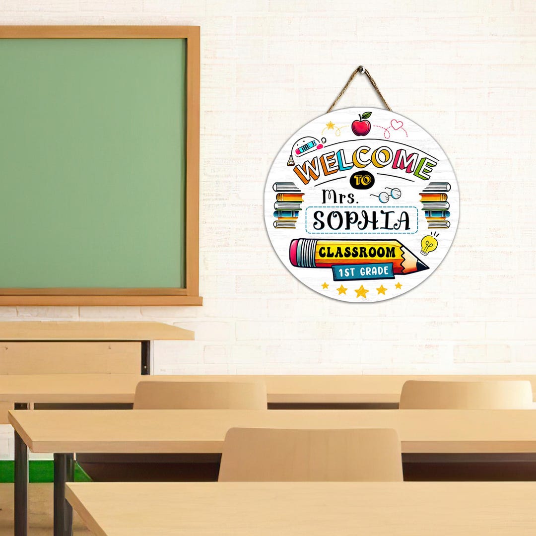 Cute Teacher Door Sign Personalized, Classroom Wood Sign, Classroom ...