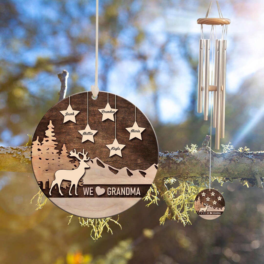 Personalized Family Wind Chimes, Custom Family Tree, Kid Name Sign ...