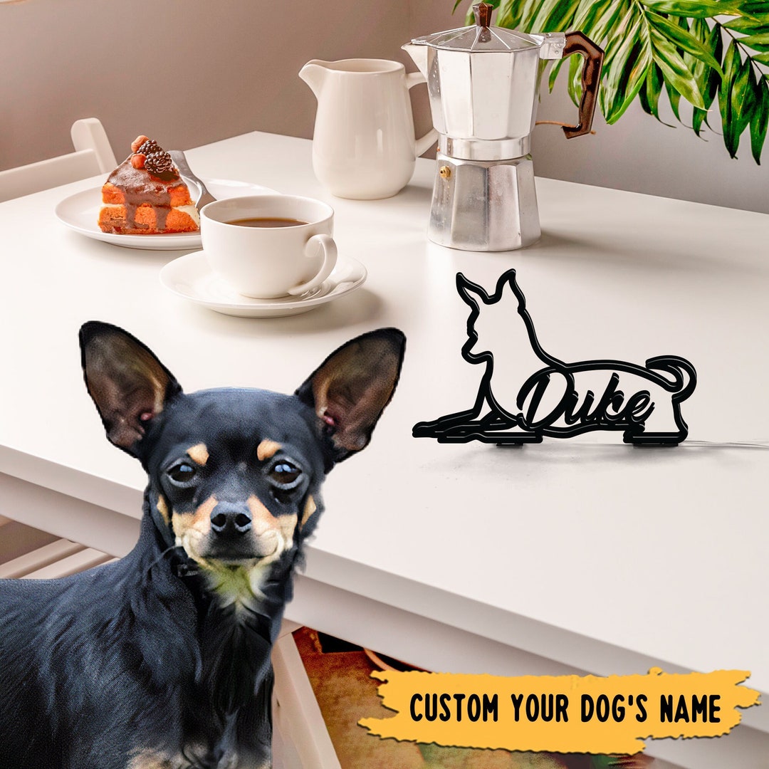 Custom Dog Sitting Metal Table Sign, Minimalist Sculpture Statue, Dog ...