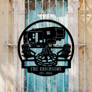 Custom Metal Campfire Sign With Stakes, Personalized Cabin Sign, 5th ...