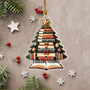 Book Christmas Ornament Custom, Personalized Acrylic Ornament, Book ...