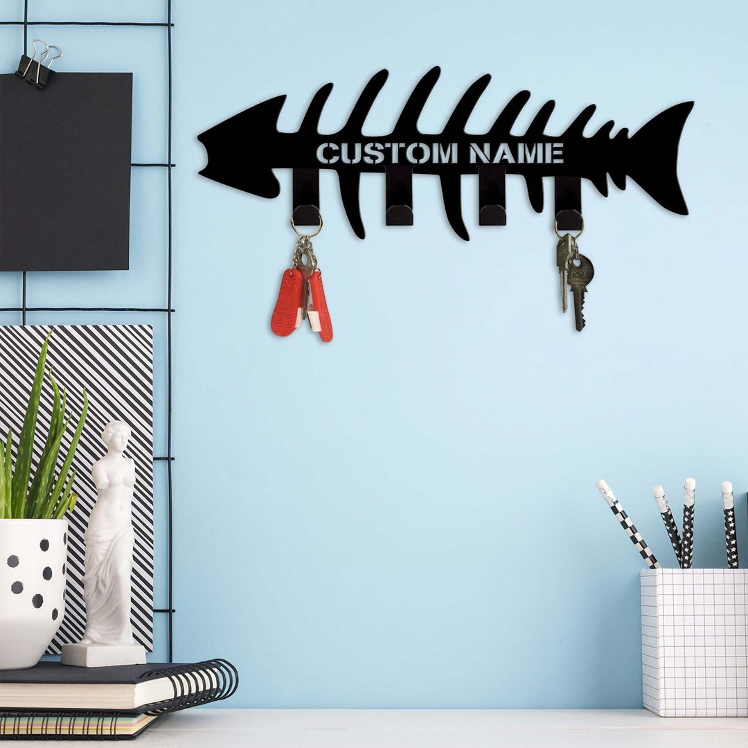 Custom Fish Bone Metal Key Holder, Leash & Towel Rack, Wall Decor - Etsy