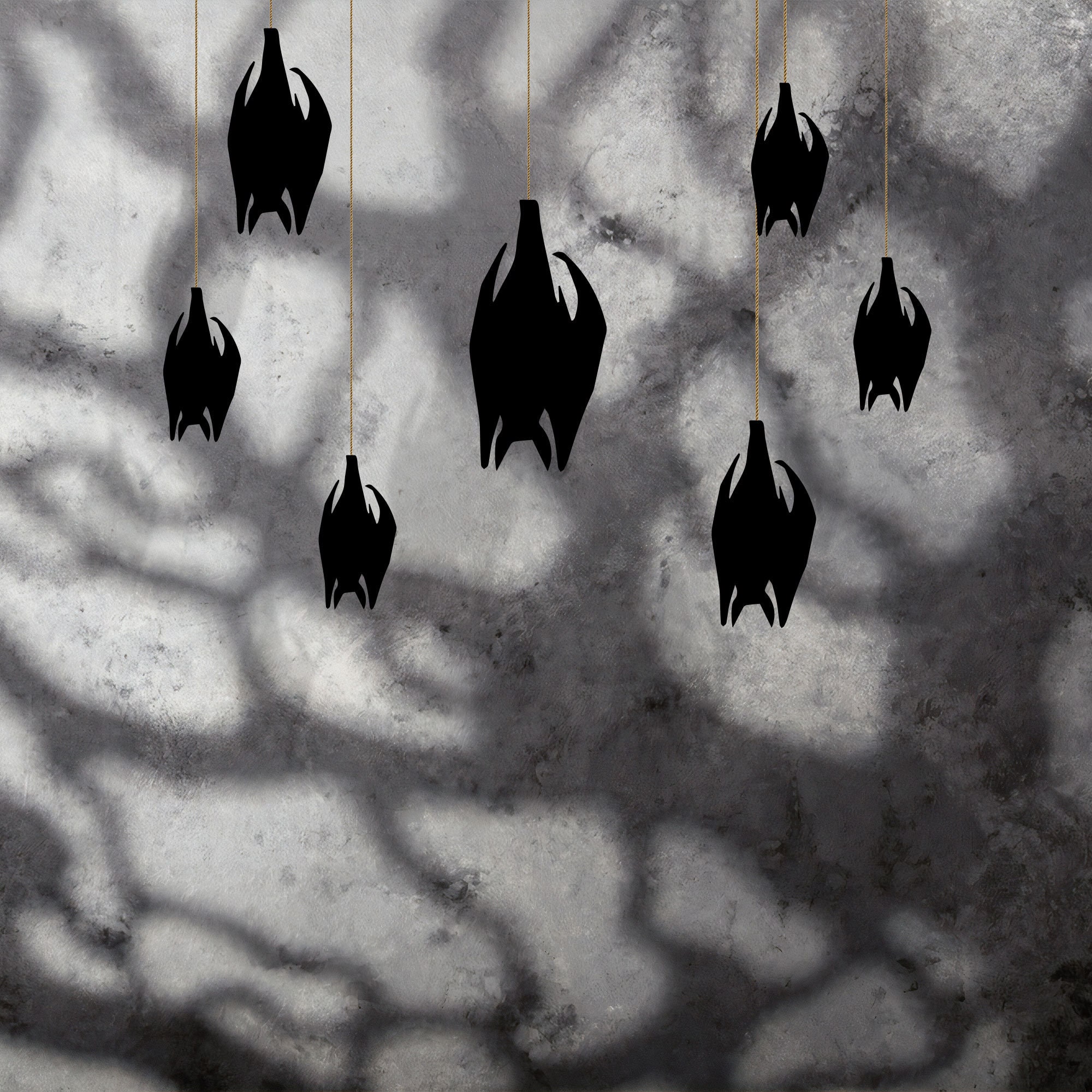 Set of Bats Hang Upside Down Sign, Metal Bats, Halloween Decor, Hanging ...