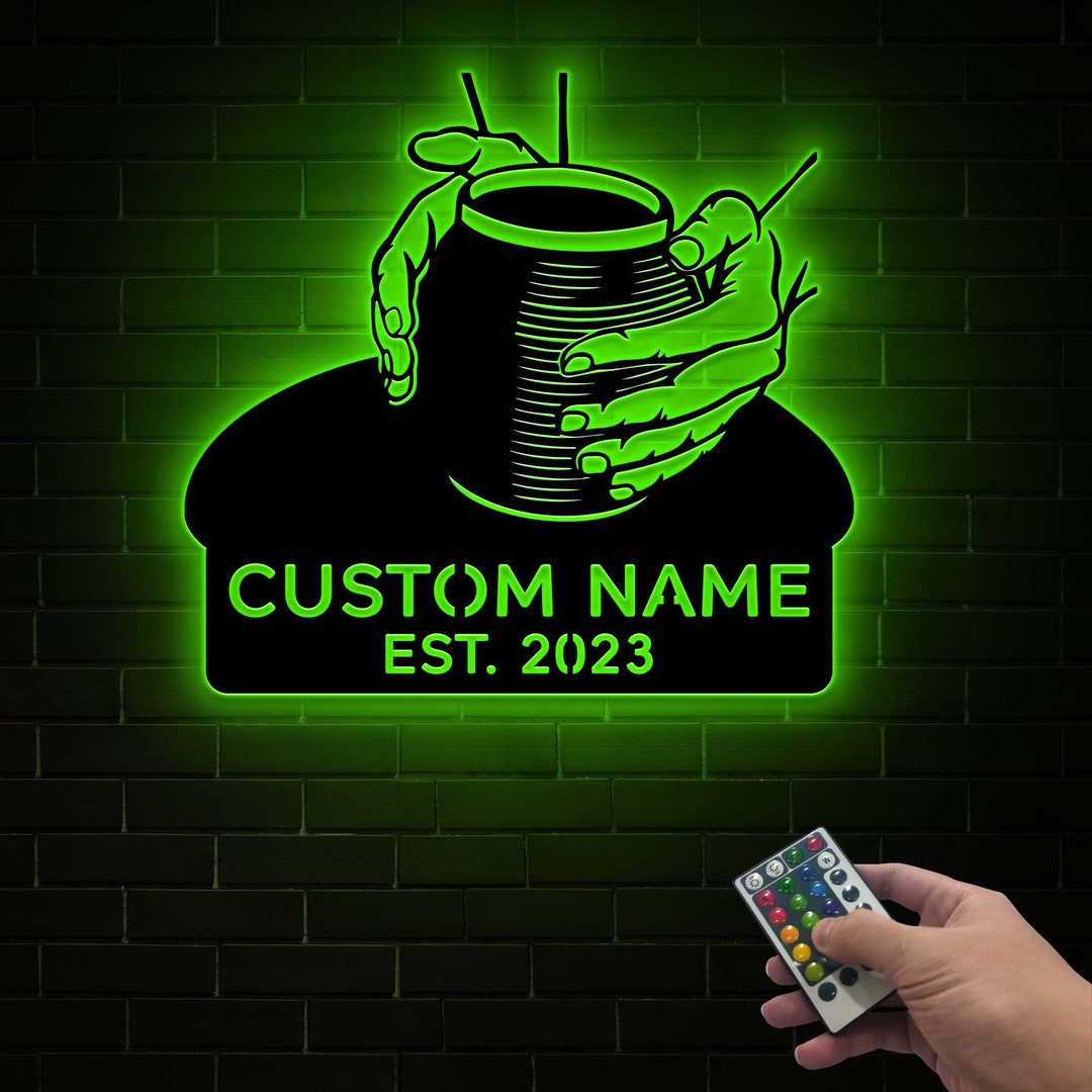 Custom Metal Pottery Sign With Led Light, Pottery Ceramics Porcelain ...