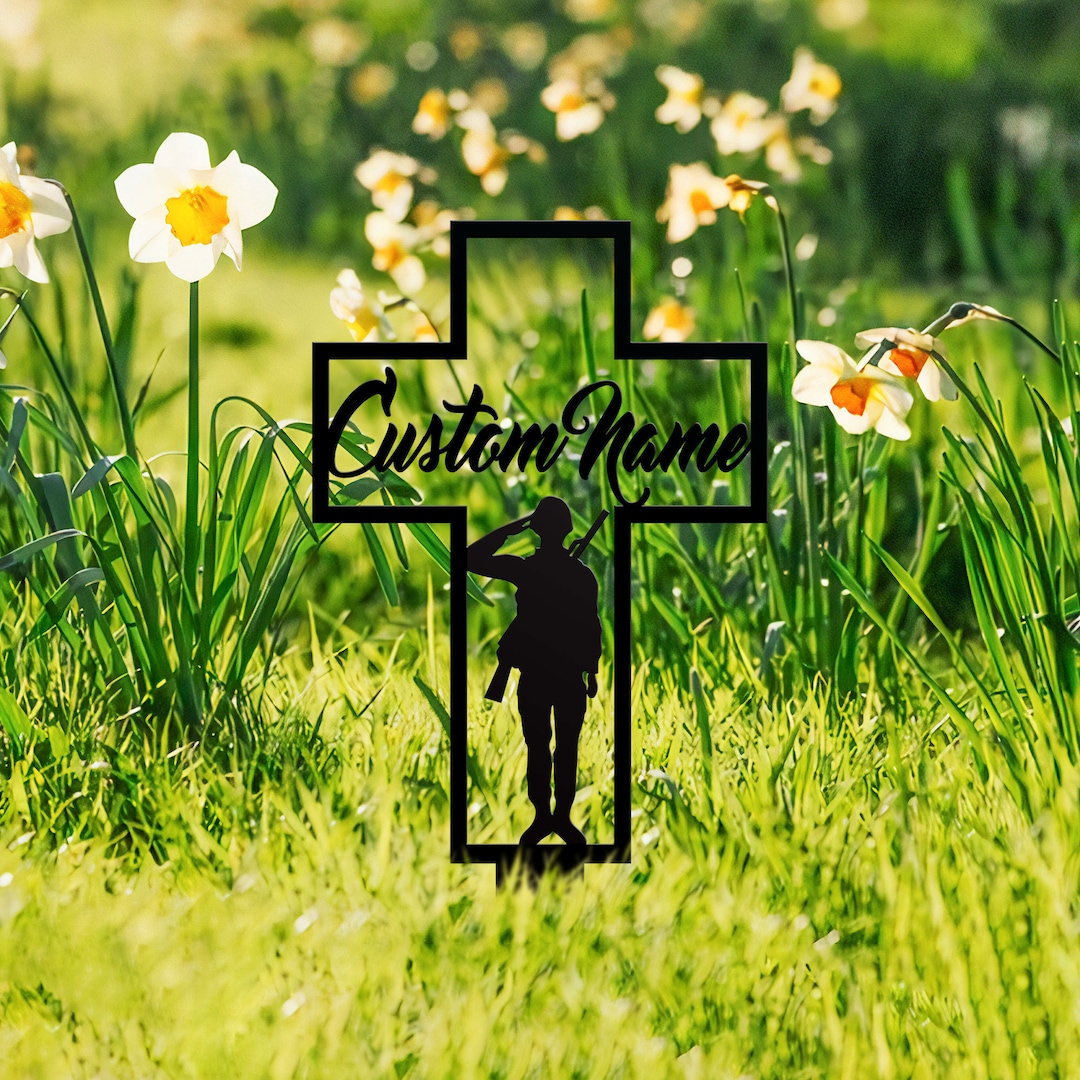 Custom Soldier Memorial Metal Stake, Army Memorial, Remembrance Stake ...