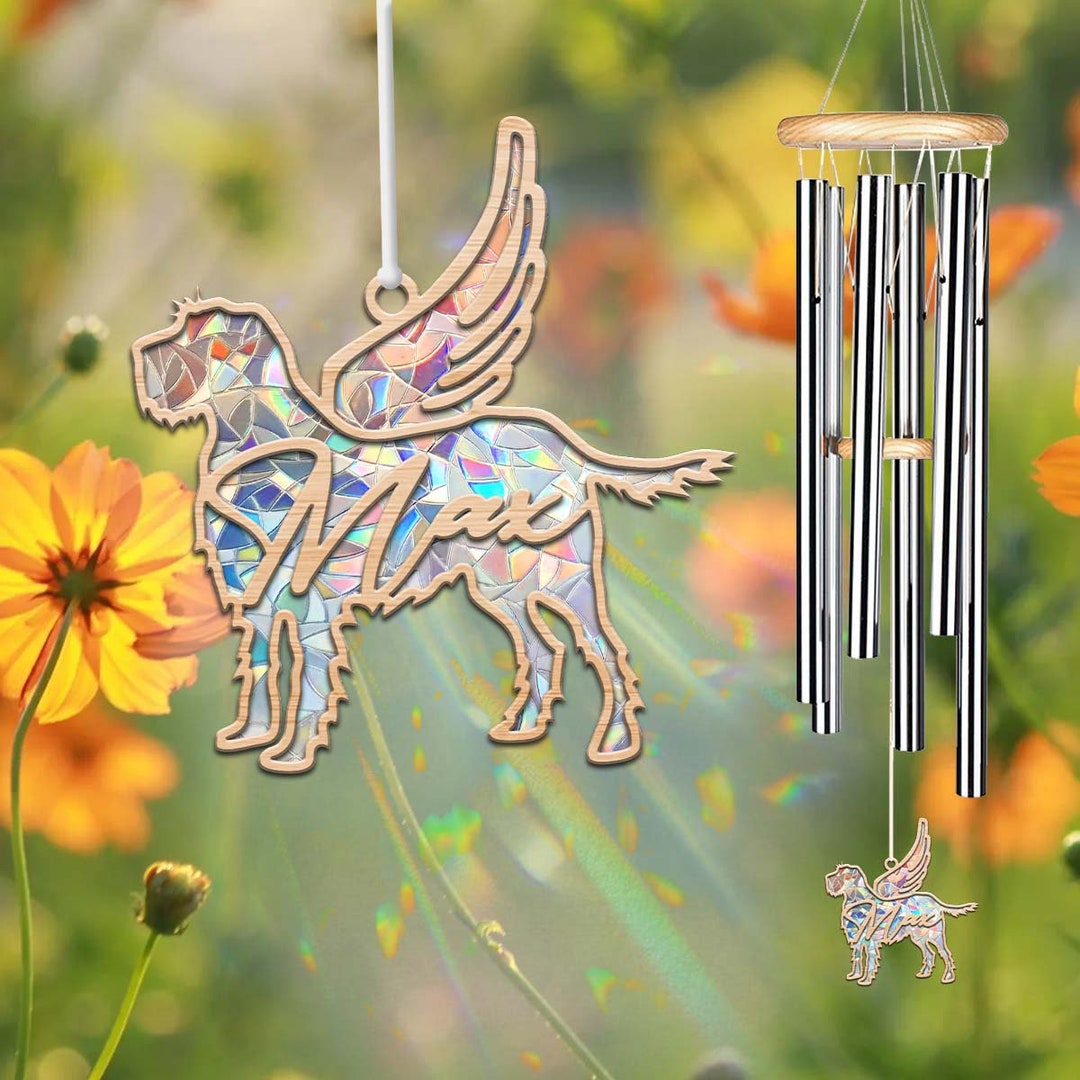 Spinone Italiano Dog Loss Personalized Stained Wind Chime, in Loving ...