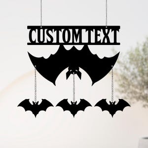 Custom Bat Metal Wind Chime, Halloween Wind Chime, Halloween Outdoor ...