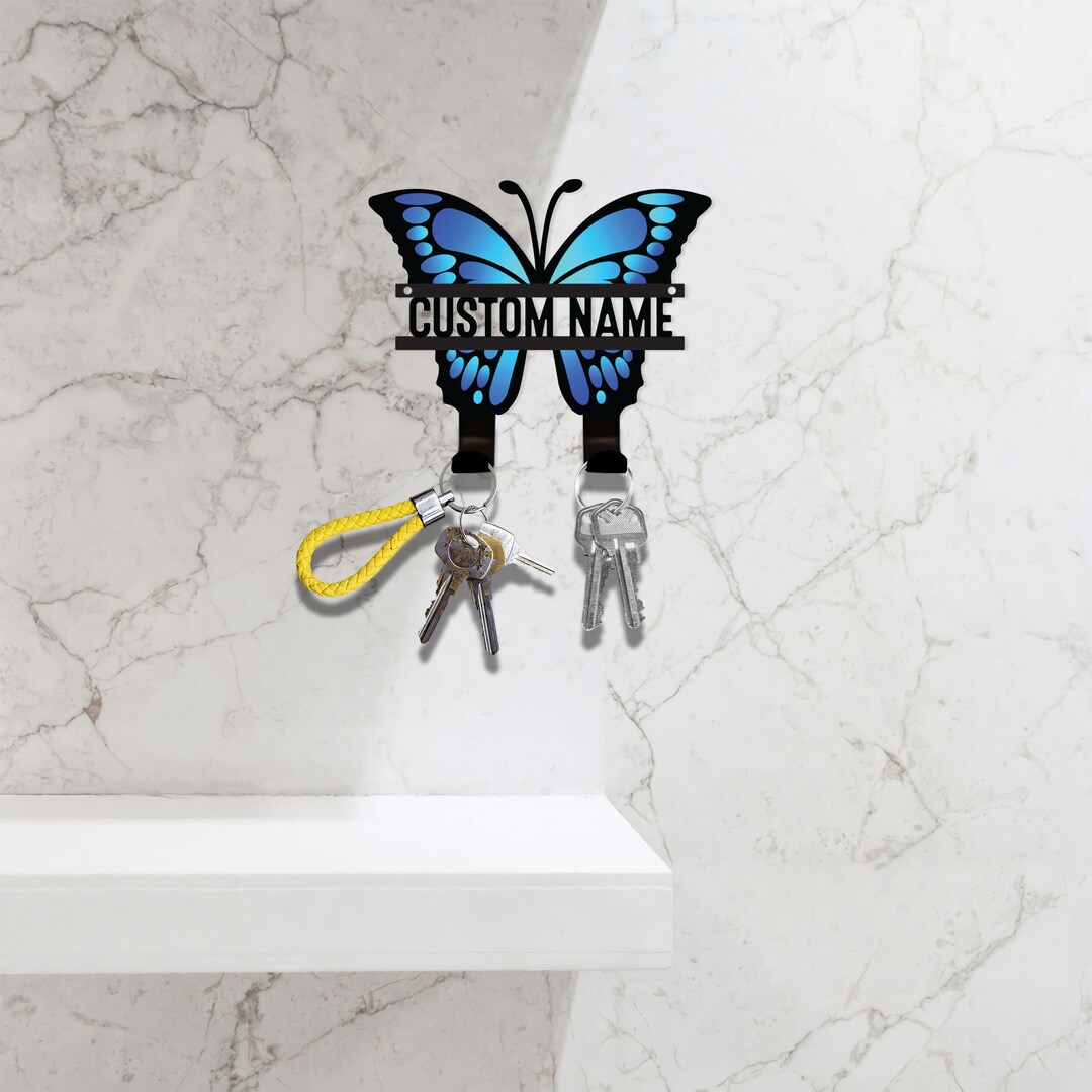 Custom Butterfly Metal Key Holder, House Decor Sign - Etsy