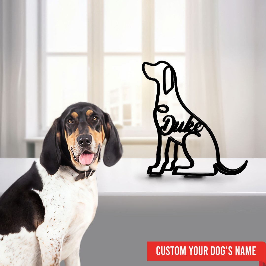 Custom Dog Sitting Metal Table Sign, Minimalist Sculpture Statue, Dog ...