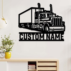 Custom Metal Semi Truck Driver Sign With Led Light, Metal Truck Art ...
