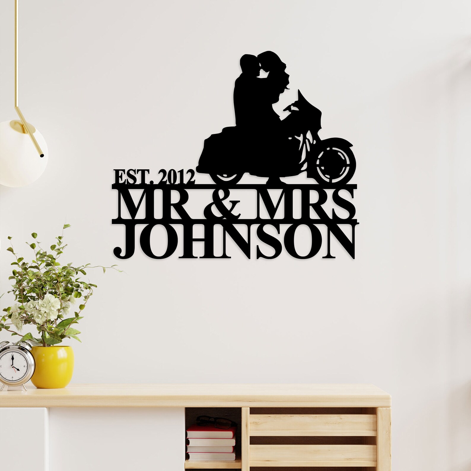 Personalized Biker Couple Metal Sign With LED Light, Custom Motorcycle ...