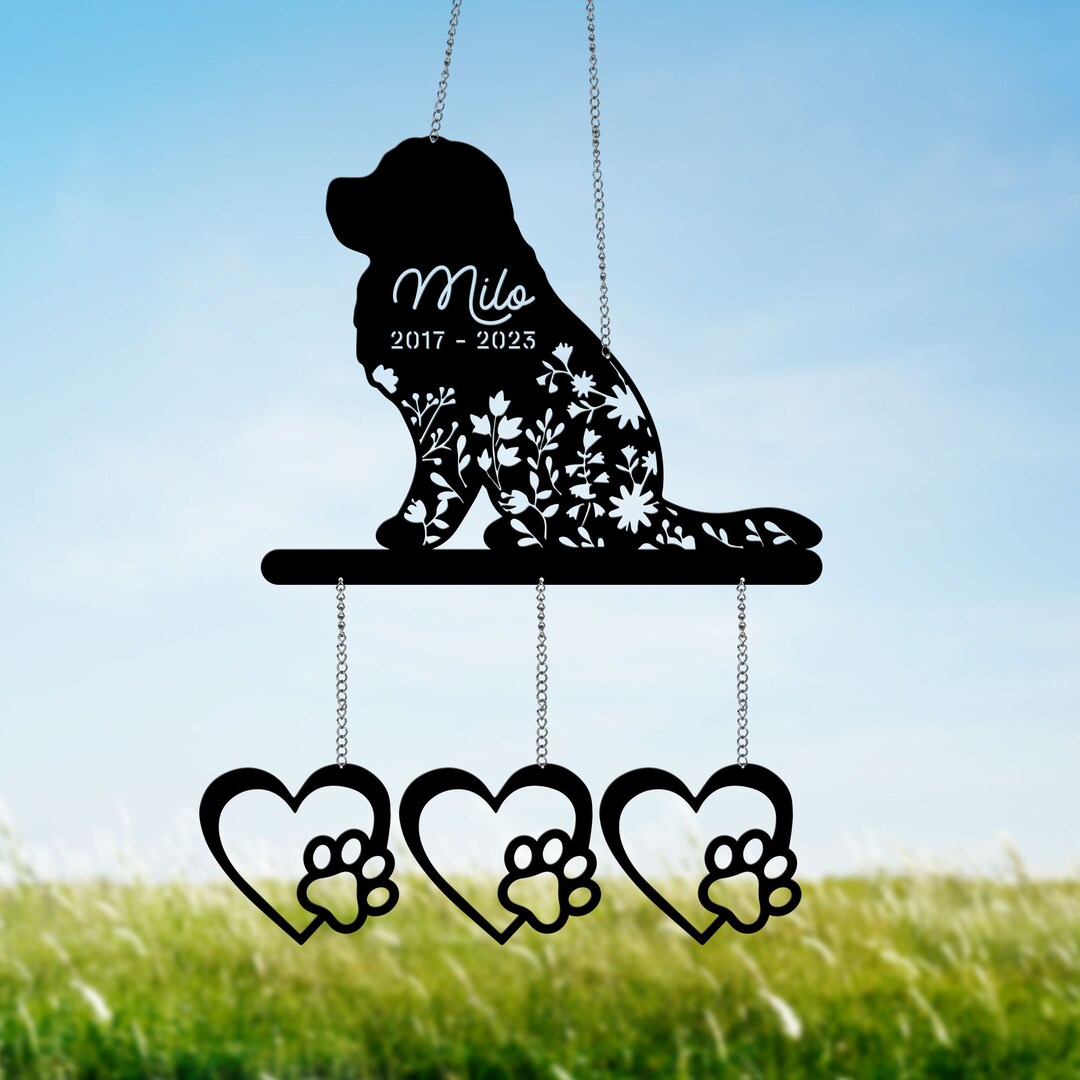 Flower Great Pyrenees Metal Wind Chime, Custom Memorial Sympathy Sign ...