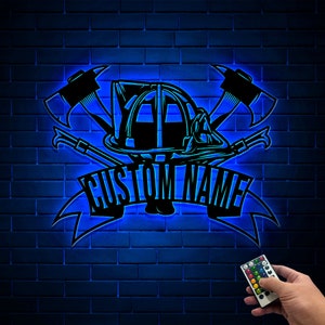 Custom Firefighter Metal Sign With Led Lights, FD Fireman Name Sign ...