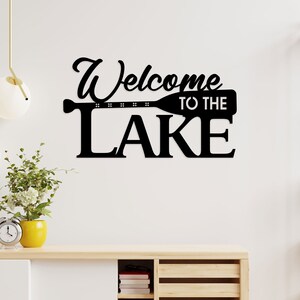 Welcome to the Lake Metal Sign With Led Light, Canoe Paddle Art, Lake ...