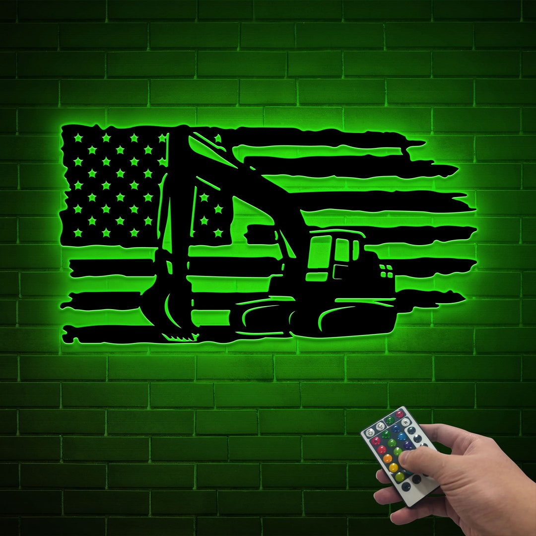 Excavator Signs With LED Lights, Excavator Name Sign, Excavator Signs ...